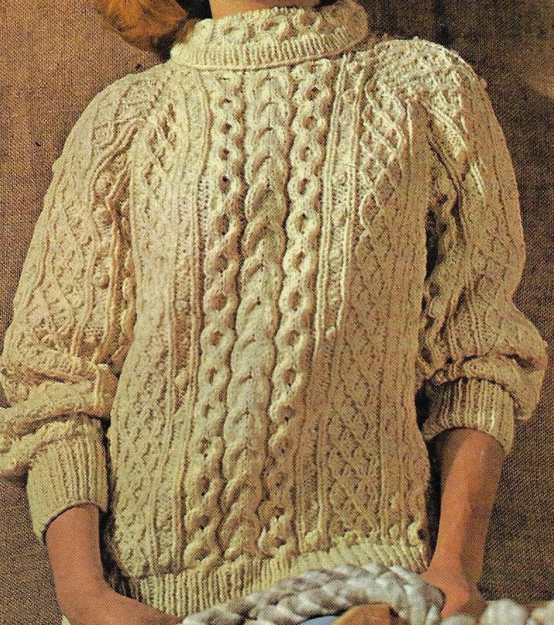 Women's Polo Neck Cable Aran Sweater Knitting Pattern DK 8 | Etsy