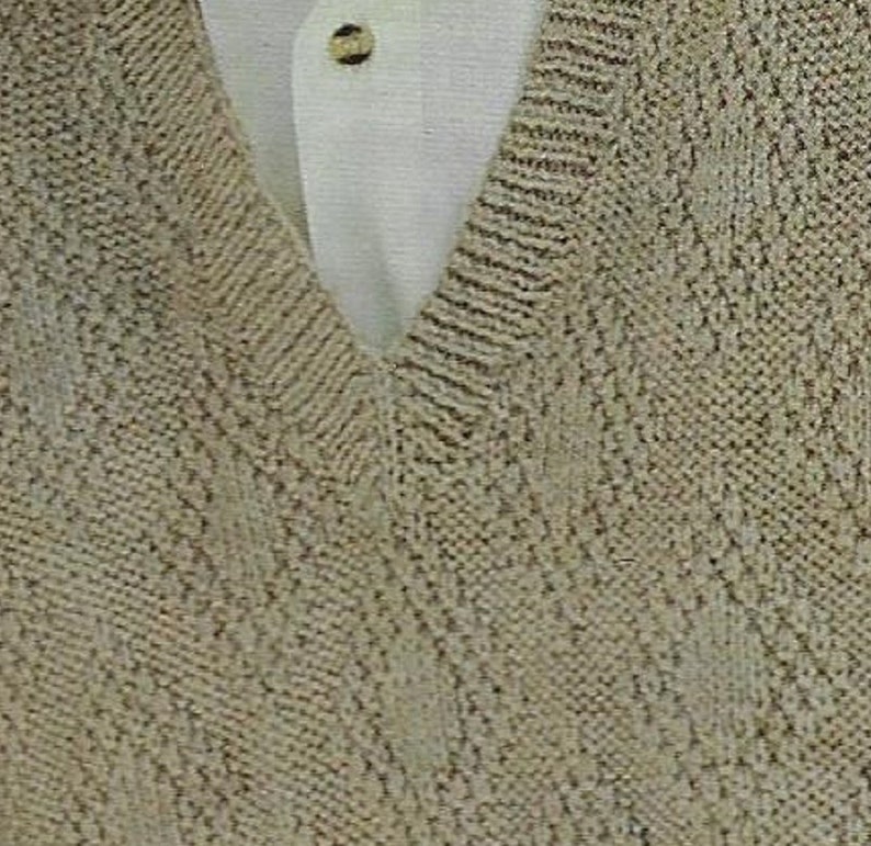 Diamond Textured Vest Knitting Pattern, DK 8 Ply 34-46" (PDF Download ...