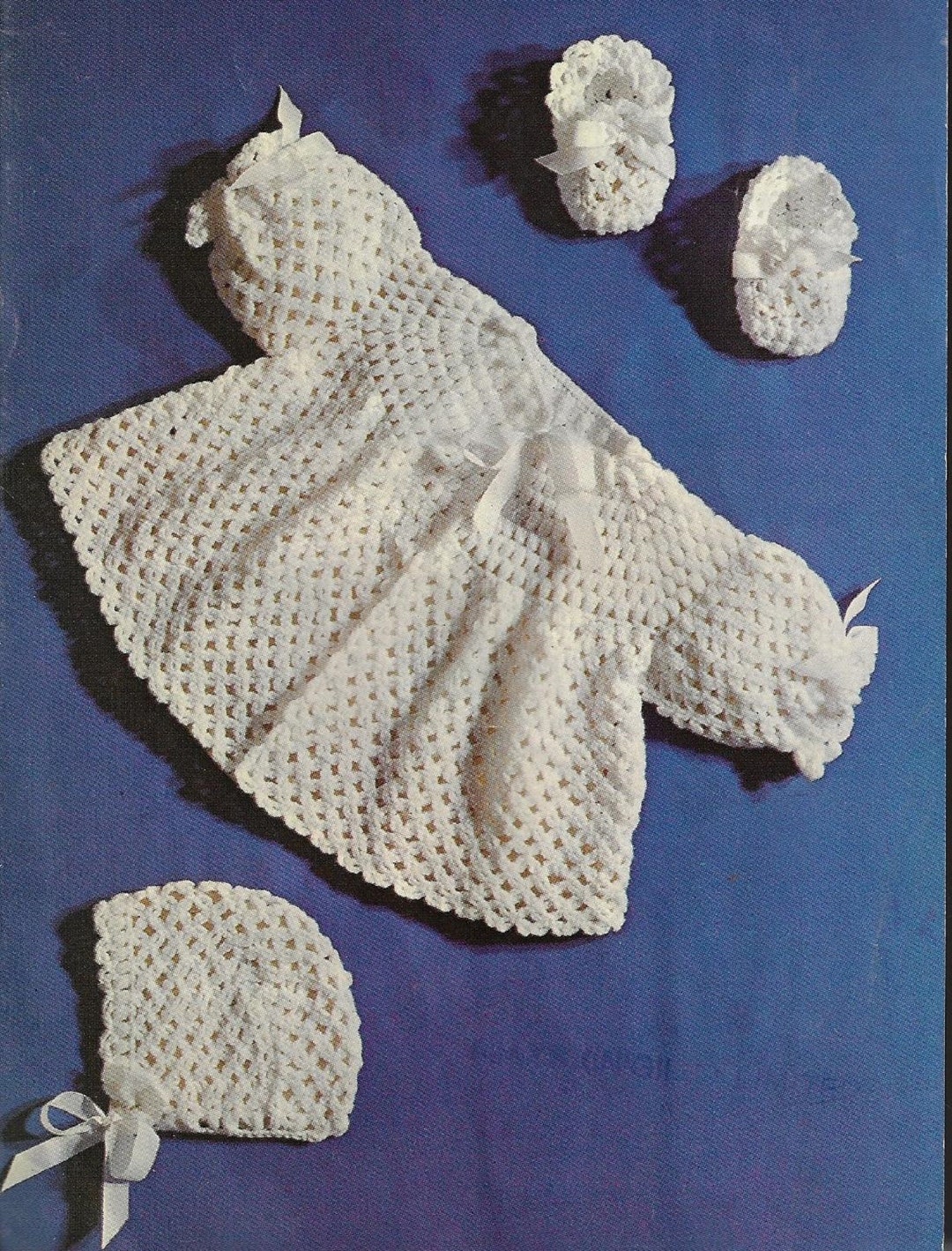 Baby Matinee Set Vintage Crochet Pattern 3 Ply Yarn Jacket Bonnet ...