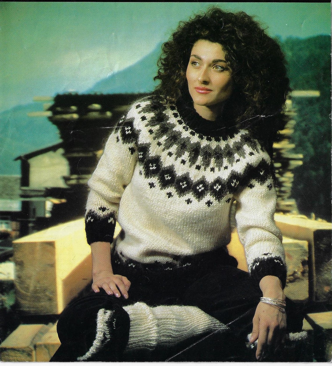 Women's Fairisle Yoke Sweater Knitting Pattern 12 Ply Lopi | Etsy
