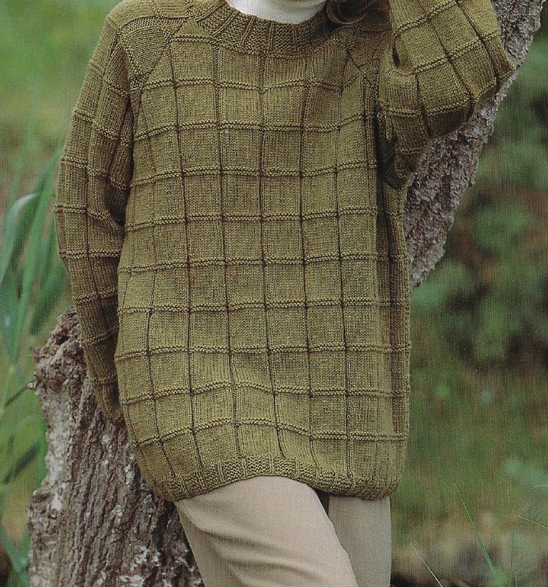 Women's Square Textured Sweater Knitting Pattern DK 8 Ply Yarn or Wool ...