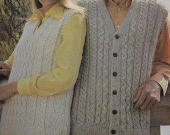 Men's V-neck Cable Slipover Vest Knitting Pattern 4 Ply or DK 8 Ply ...
