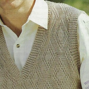 Diamond Textured Vest Knitting Pattern, DK 8 Ply 34-46" (PDF Download ...
