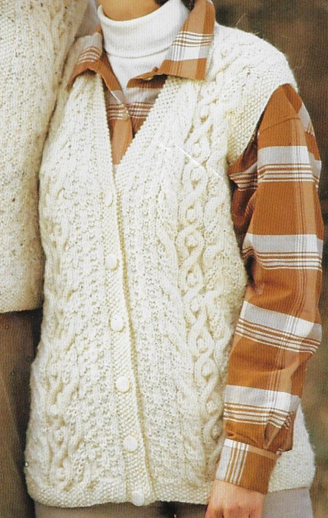 Men's & Women's Aran Waistcoat Knitting Pattern 10 Ply Yarn or Wool 32 ...