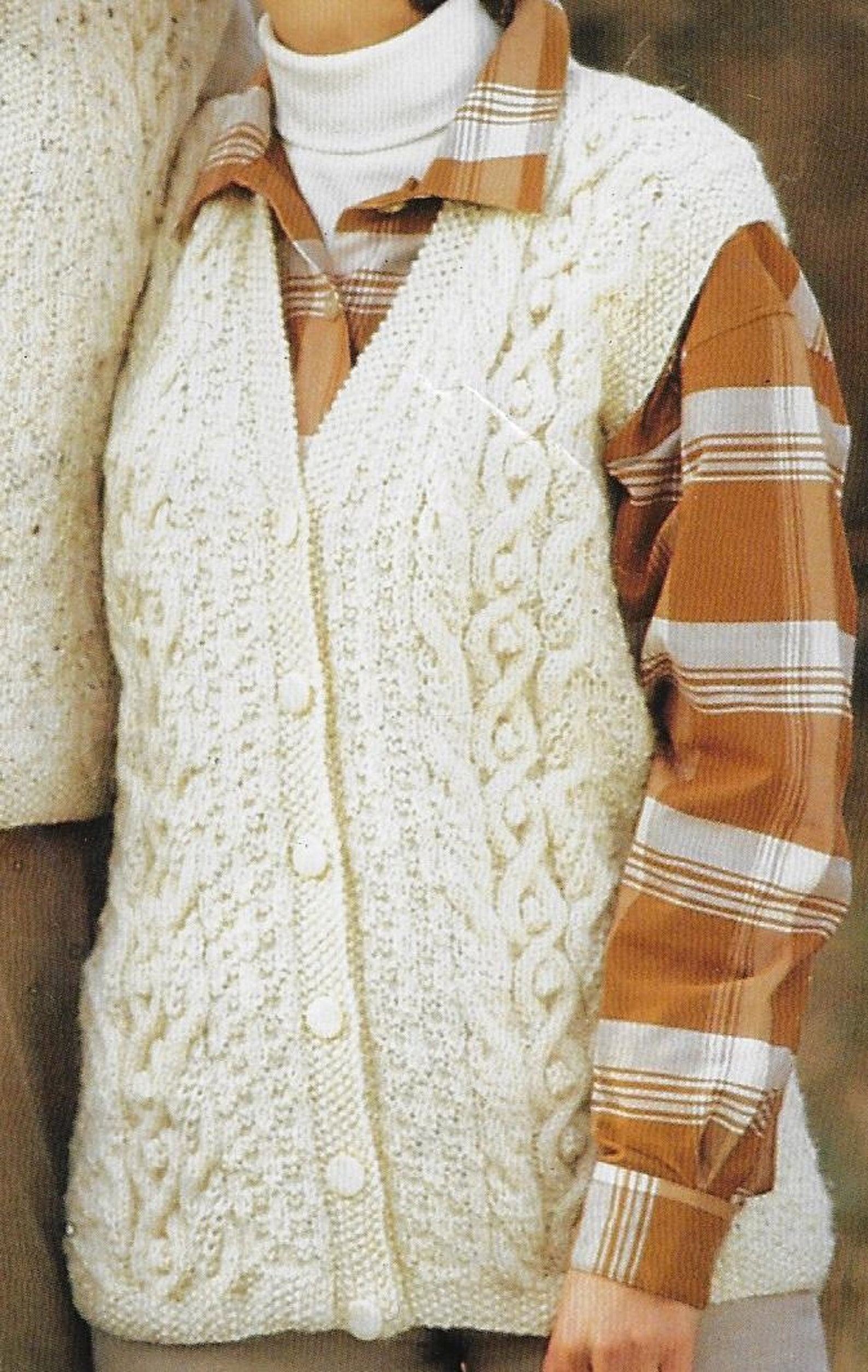 Cable Aran Waistcoat Knitting Pattern, 32-46 Inch 10 Ply Yarn (PDF ...