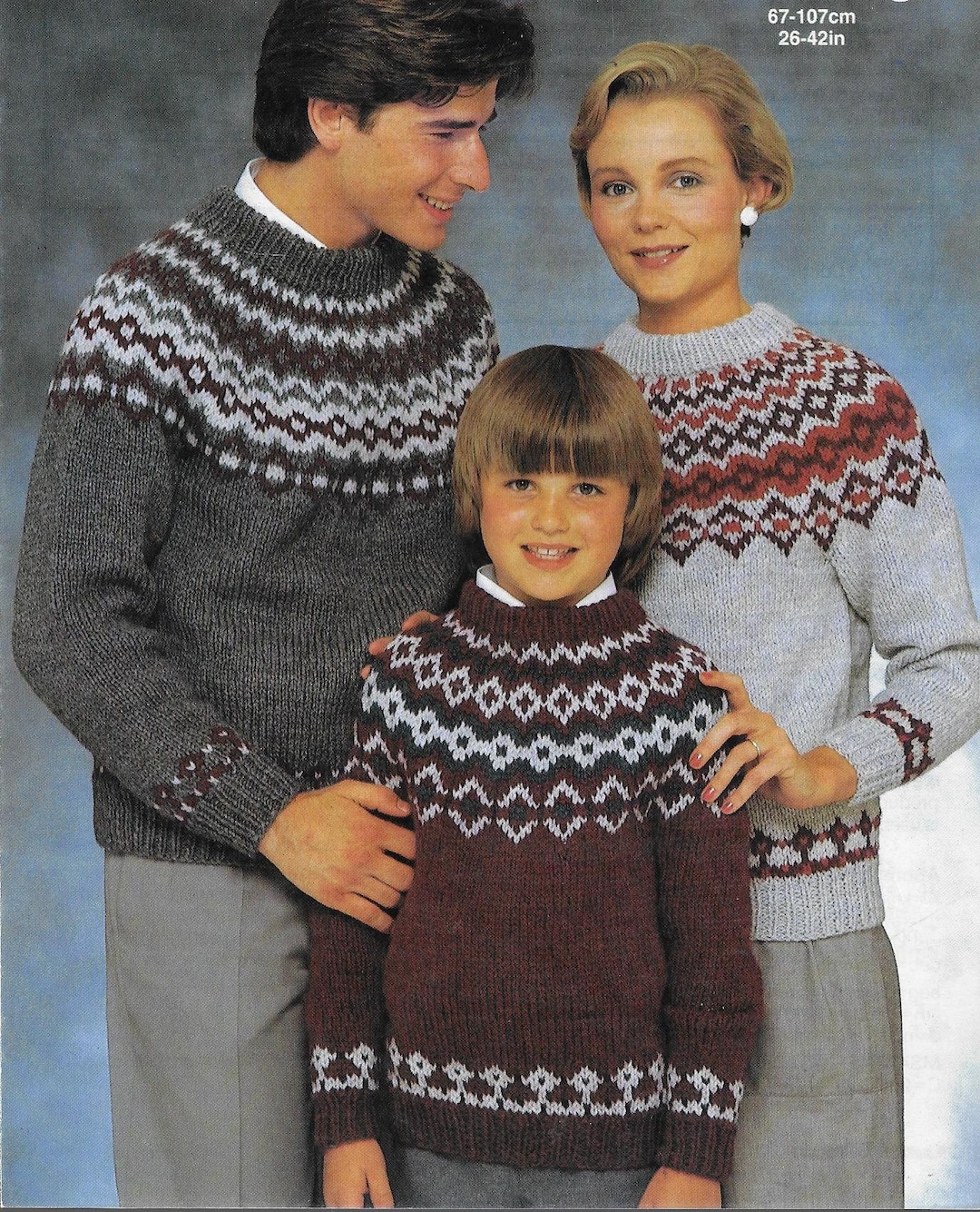 Family Fairisle Yoke Sweater Knitting Pattern Chunky/bulky Yarn Men ...