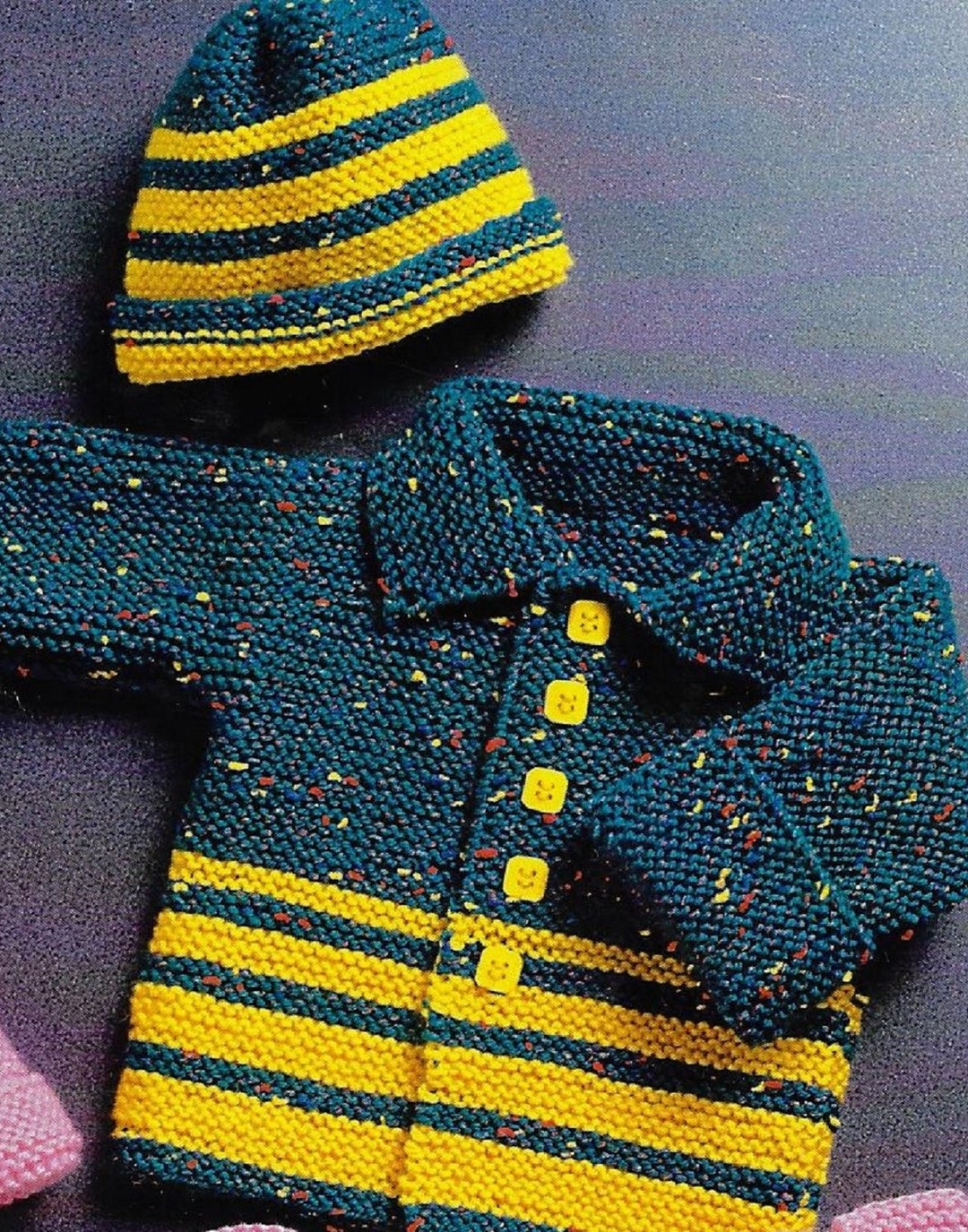 Baby Garter Stitch Jacket & Hat Knitting Pattern DK 8 Ply PDF Download ...