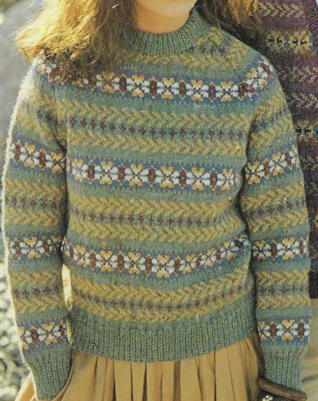 Men's & Women's Fairisle Sweater Vintage Knitting Pattern DK 8 Ply Wool ...
