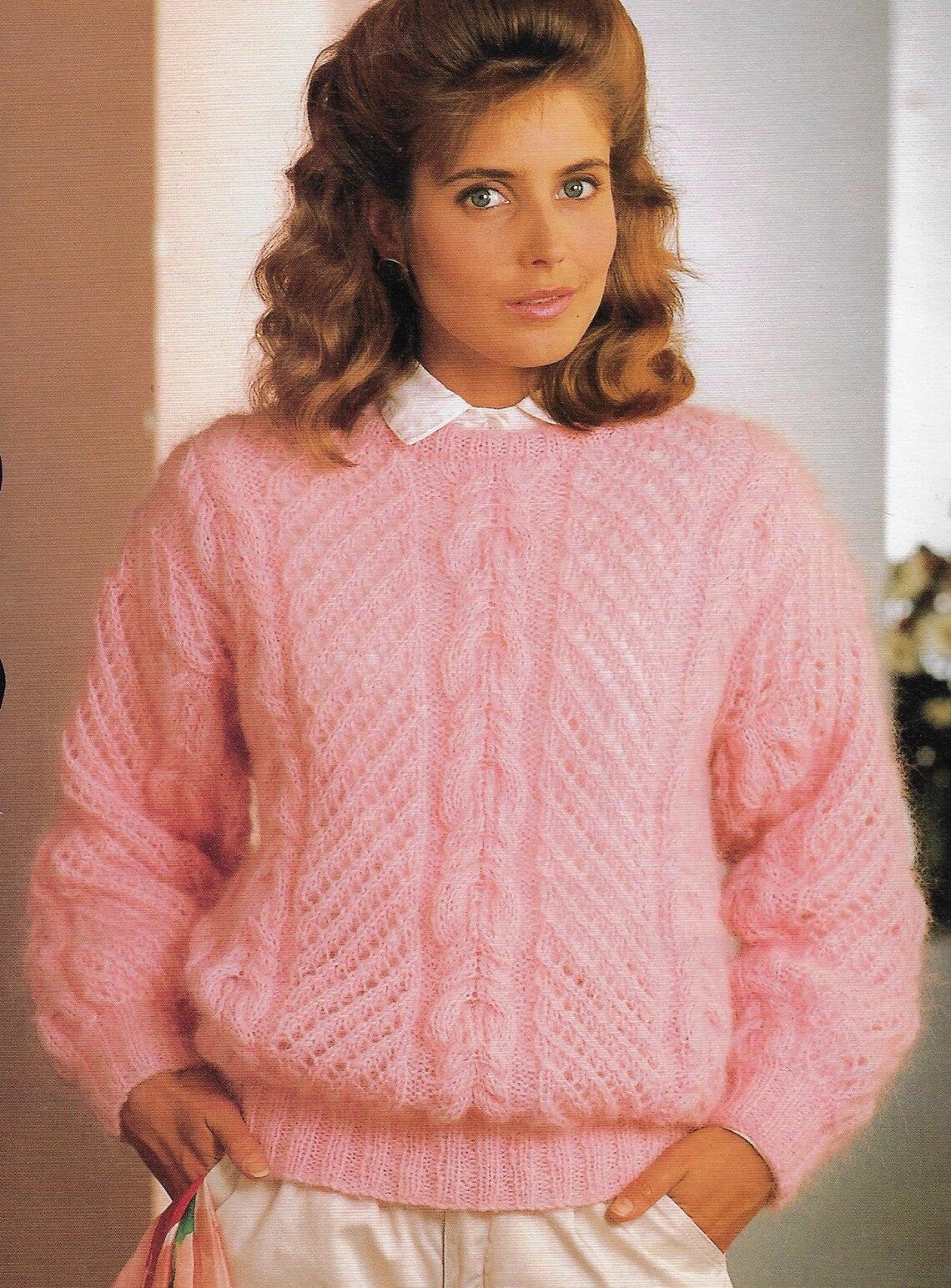 Women's Lace & Cable Mohair Sweater Knitting Pattern 12 - Etsy