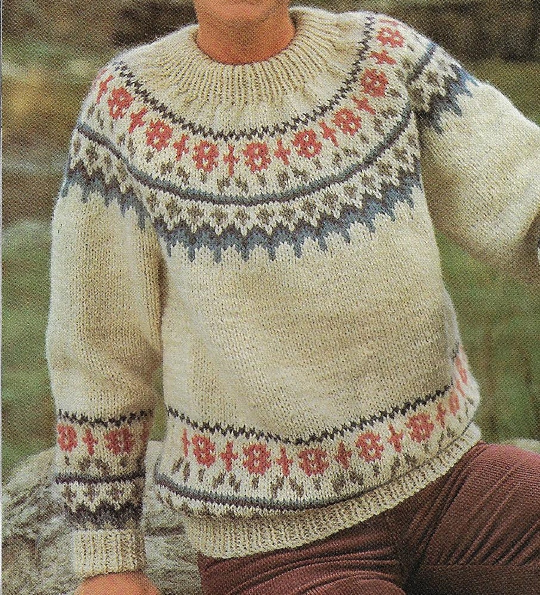 Women's Fairisle Yoke Sweater Knitting Pattern Chunky Bulky Yarn or ...