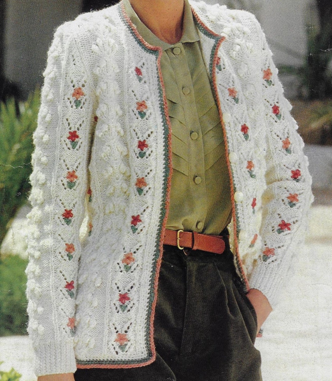 Women's Tyrolean Style Cardigan Knitting Pattern DK 8 Ply Yarn or Wool ...