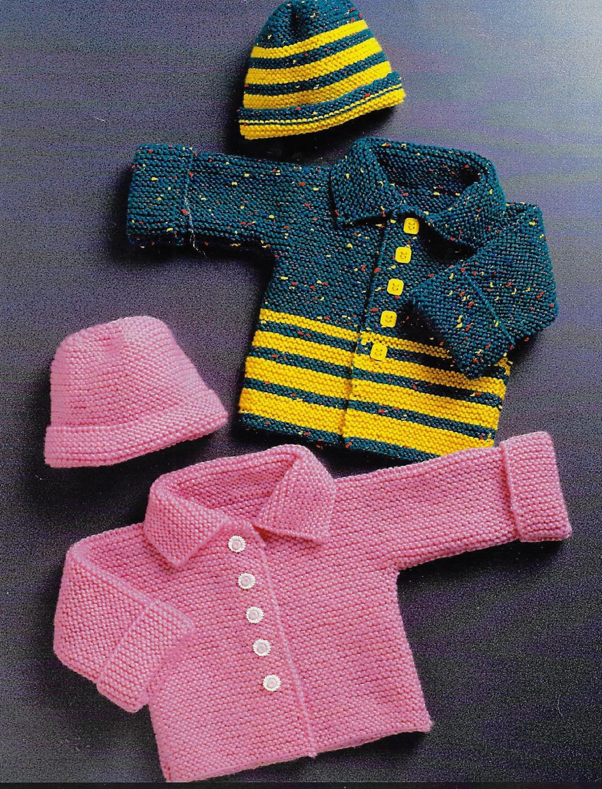 Baby Garter Stitch Jacket & Hat Knitting Pattern DK 8 Ply PDF Download ...