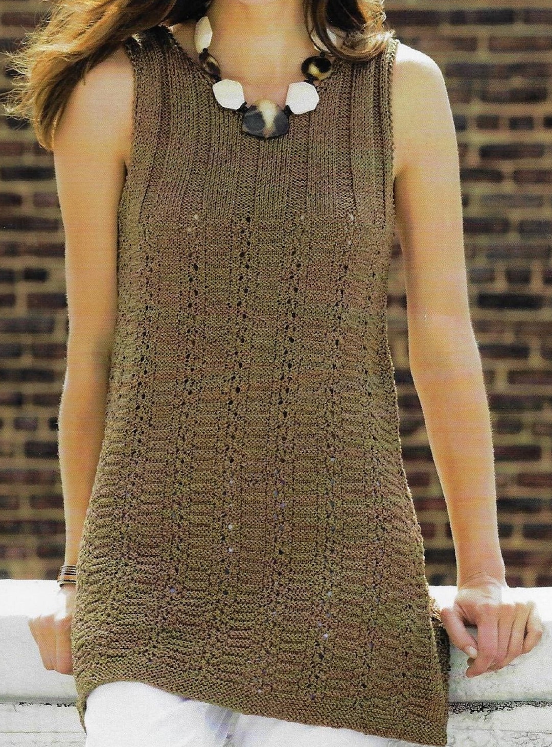 Women's Sleeveless Summer Top Knitting Pattern DK Yarn or Cotton S-XL ...