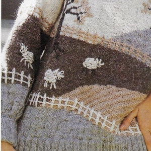 Women's 'sheep in the Field' Sweater Knitting Pattern DK 8 Ply Yarn or ...