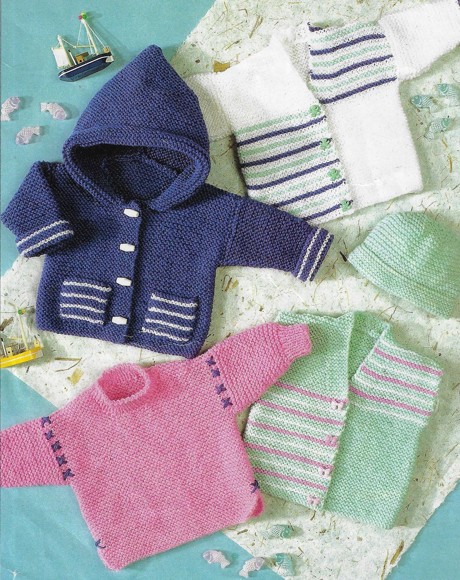 Baby Garter Stitch Classics Knitting Pattern DK 8 Ply Yarn or Wool 14 ...