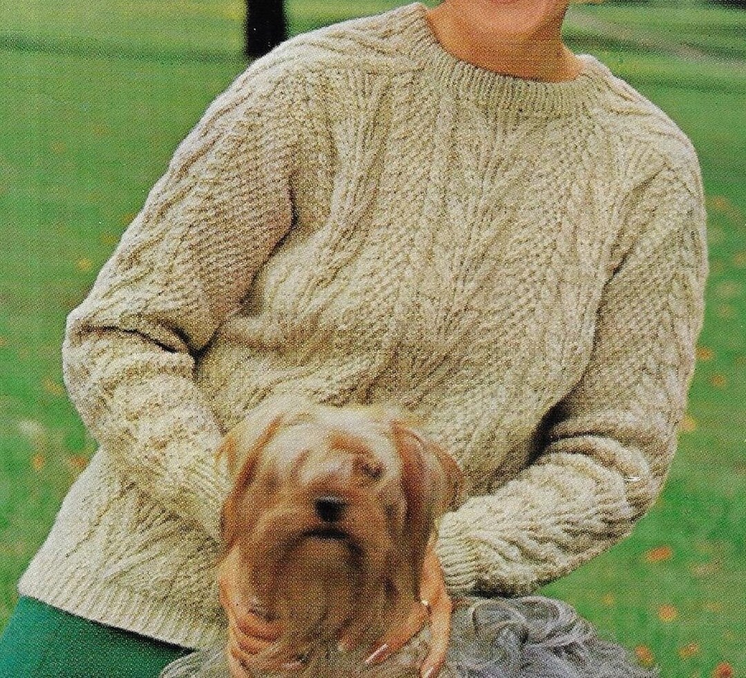 Women's Cable Aran Jumper Knitting Pattern DK 8 Ply Yarn or Wool 34-40 ...