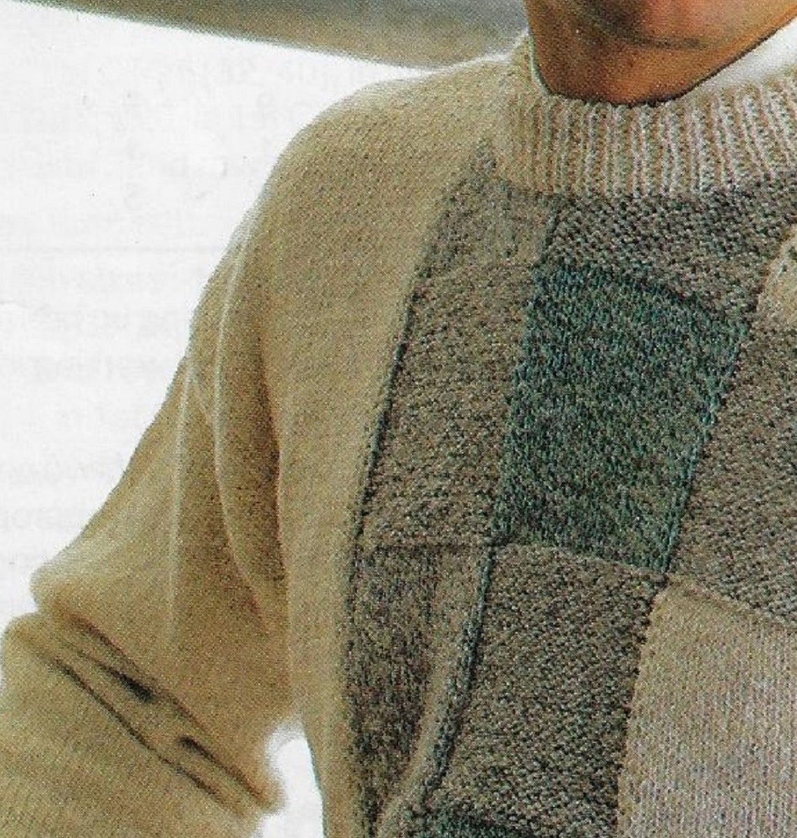 Men's Color Block Sweater Knitting Pattern, DK 8 Ply Yarn (PDF Download ...