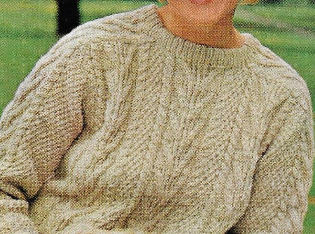 Women's Aran Cable Jumper Knitting Pattern 8 Ply 34-40 Inch PDF ...