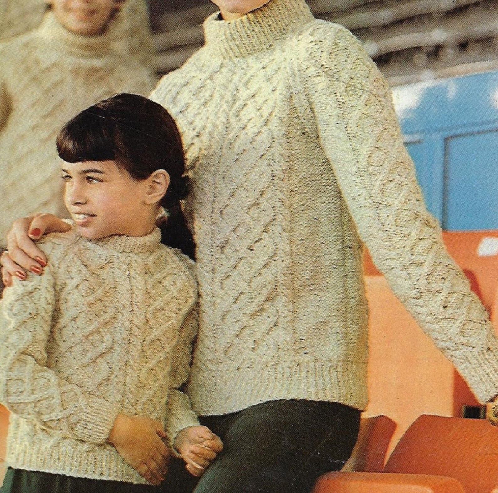 Aran Sweater in Family Sizes Vintage Knitting Pattern 12 Ply Triple ...