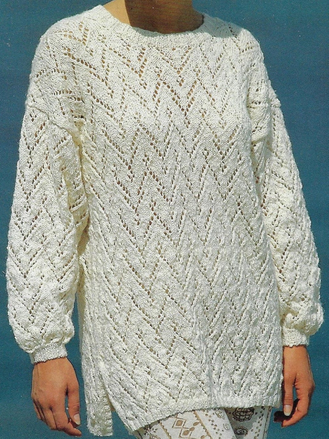 Women's Lacy Tunic Sweater Knitting Pattern DK 8 Ply Yarn - Etsy