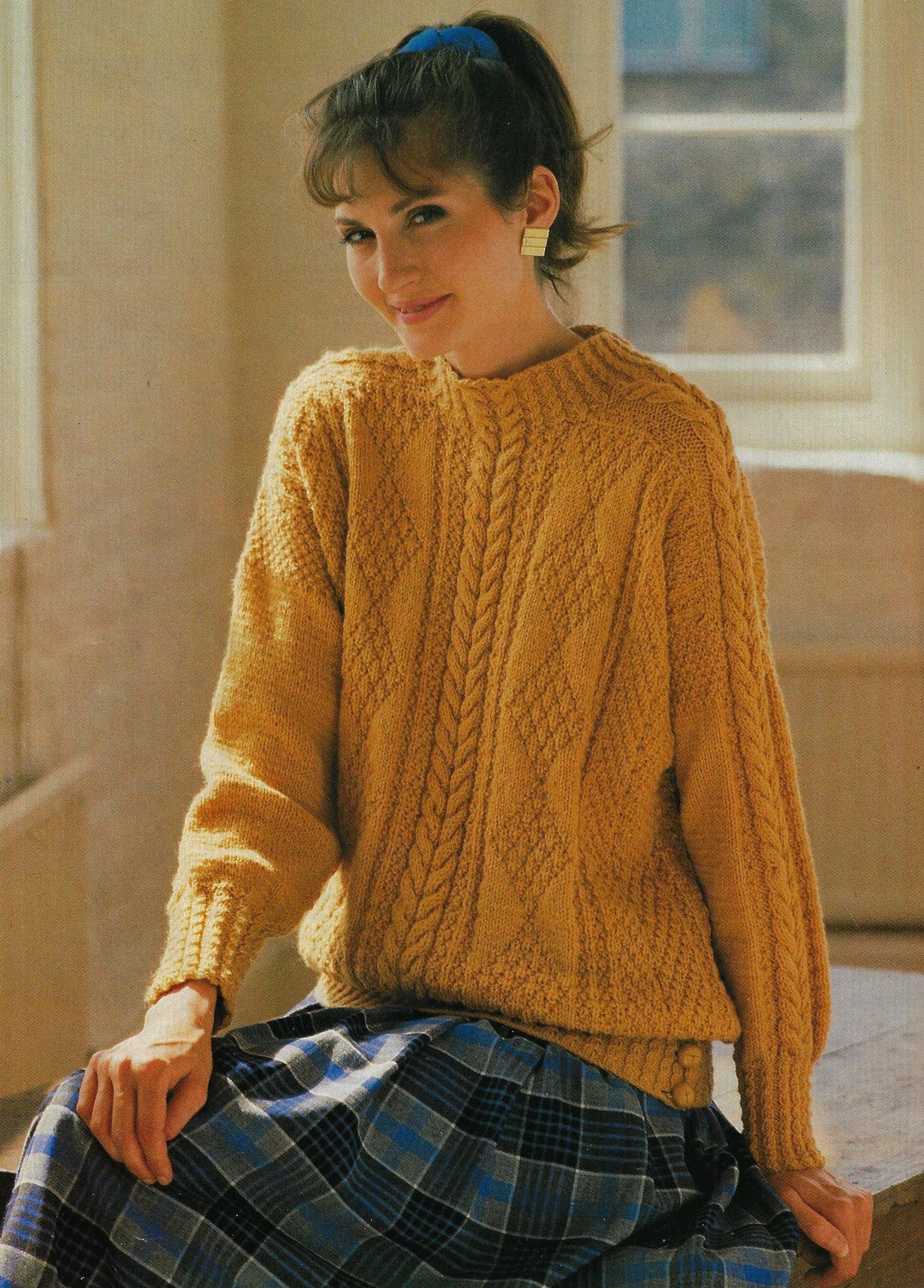 Women's Cable Aran Sweater Knitting Pattern DK 8 Ply Yarn - Etsy