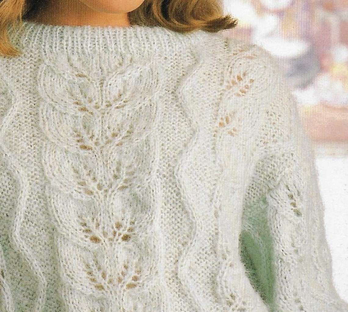 Women's Leafy Lace Sweater knitting pattern 12 ply triple - Etsy España