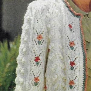 Women's Tyrolean Style Cardigan Knitting Pattern DK 8 Ply Yarn or Wool ...