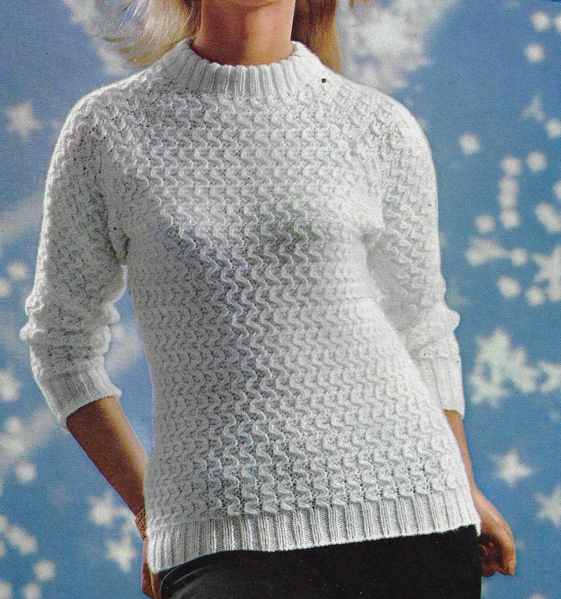 Women's Zig Zag Rib Sweater Knitting Pattern DK 8 Ply Yarn - Etsy