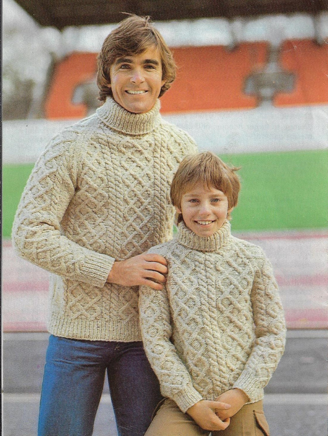 Aran Sweater in Family Sizes Vintage Knitting Pattern 12 Ply Triple ...