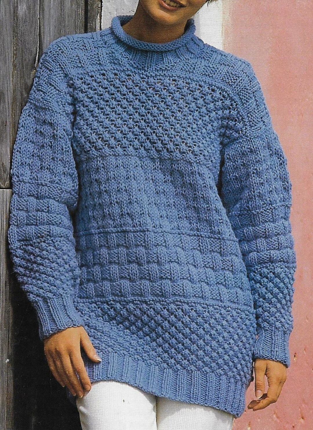 Women's Textured Tunic Sweater Knitting Pattern Chunky - Etsy