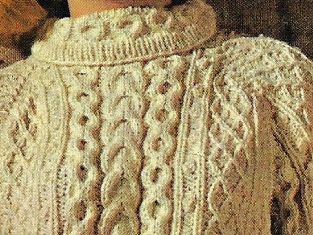 Cable Aran Sweater Knitting Pattern, Polo Neck (34-38 Inch Bust) (PDF ...