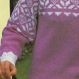 Women's Snowflake Square Yoke Sweater Knitting Pattern DK 8 Ply Yarn or ...