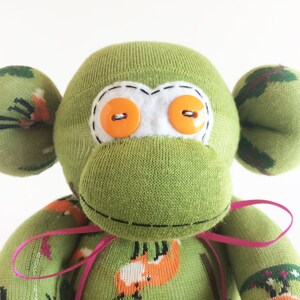 Foxes Sock Monkey - Butterflies Sock Monkey - Sock Monkey - Green Sock ...
