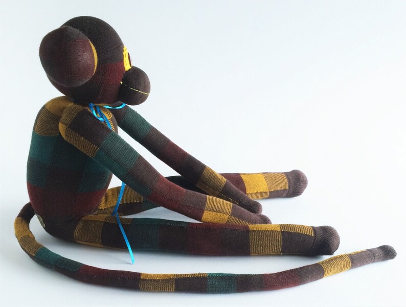 Dapper Brown Sock Monkey Plaid Sock Monkey Plaid - Etsy