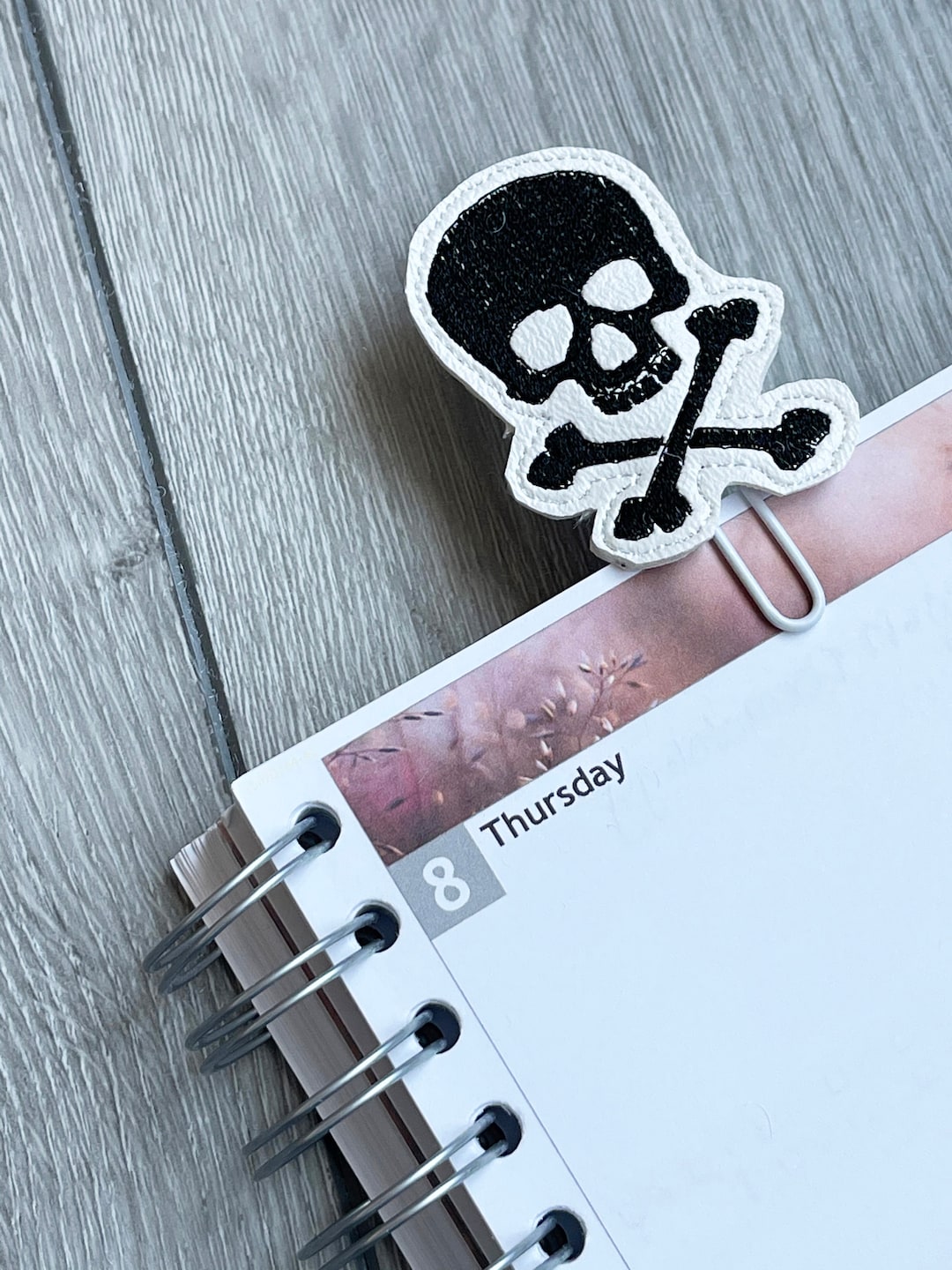 Skull and Bones Planner Paper Clip - Skull Book Mark - Bookmark ...
