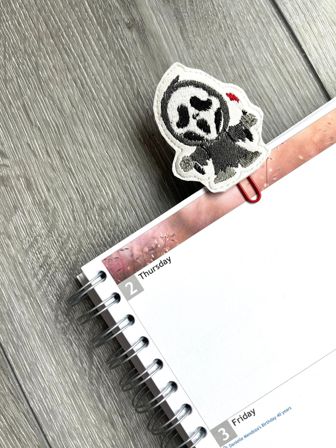 Screaming Paper Clip: Embroidered Vinyl Planner Clip - 90's Horror ...