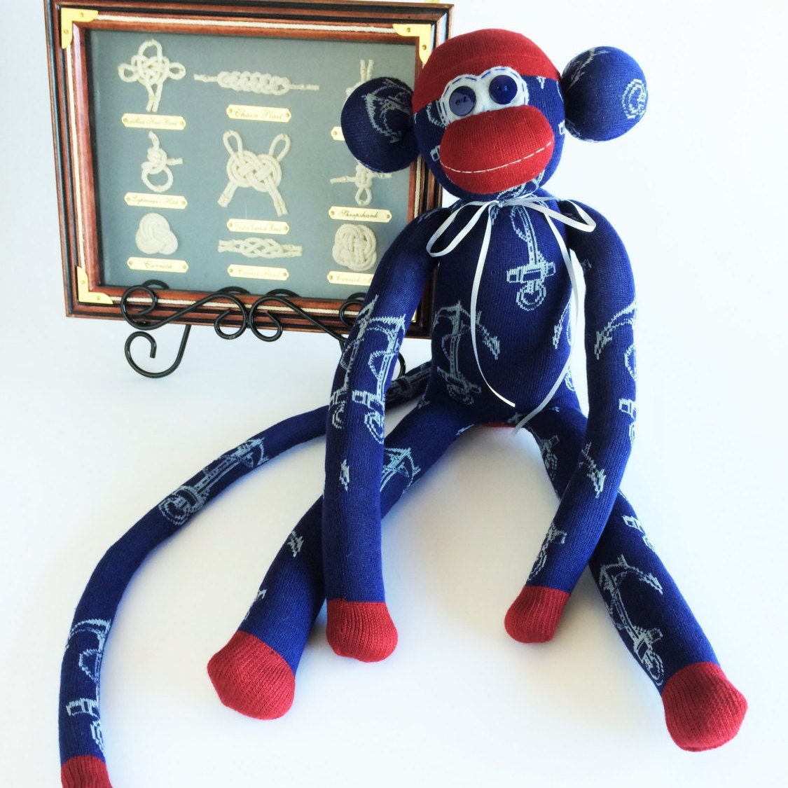 Anchor Sock Monkey Nautical Sock Monkey Navy Sock Monkey | Etsy