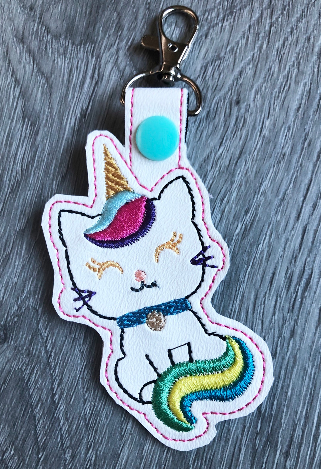Unicorn Kitty Keychain, Unicorn Kitty Key Chain, Unicorn Kitty Keyfob ...