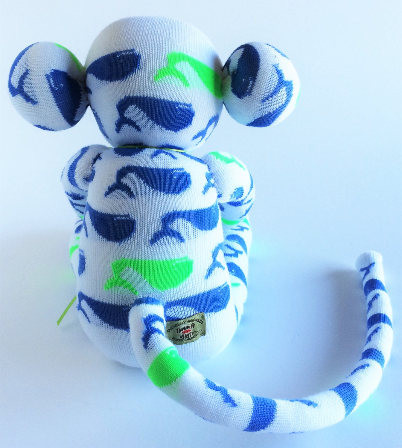 Blue Whale Sock Monkey Sock Monkey Green Whale Nautical - Etsy