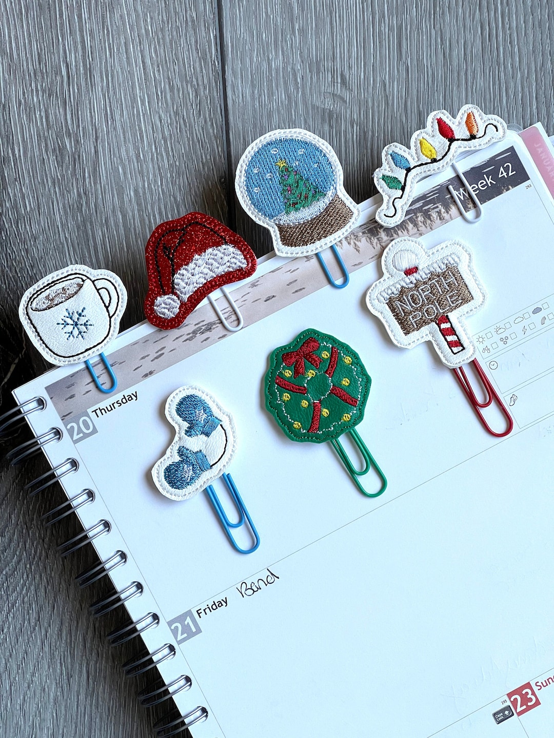 Winter Paper Clips - Christmas Paper Clips - Santa Hat - Wreath ...