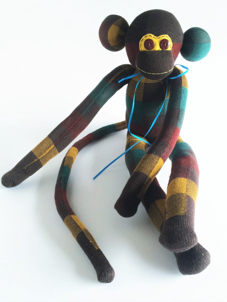Dapper Brown Sock Monkey Plaid Sock Monkey Plaid - Etsy