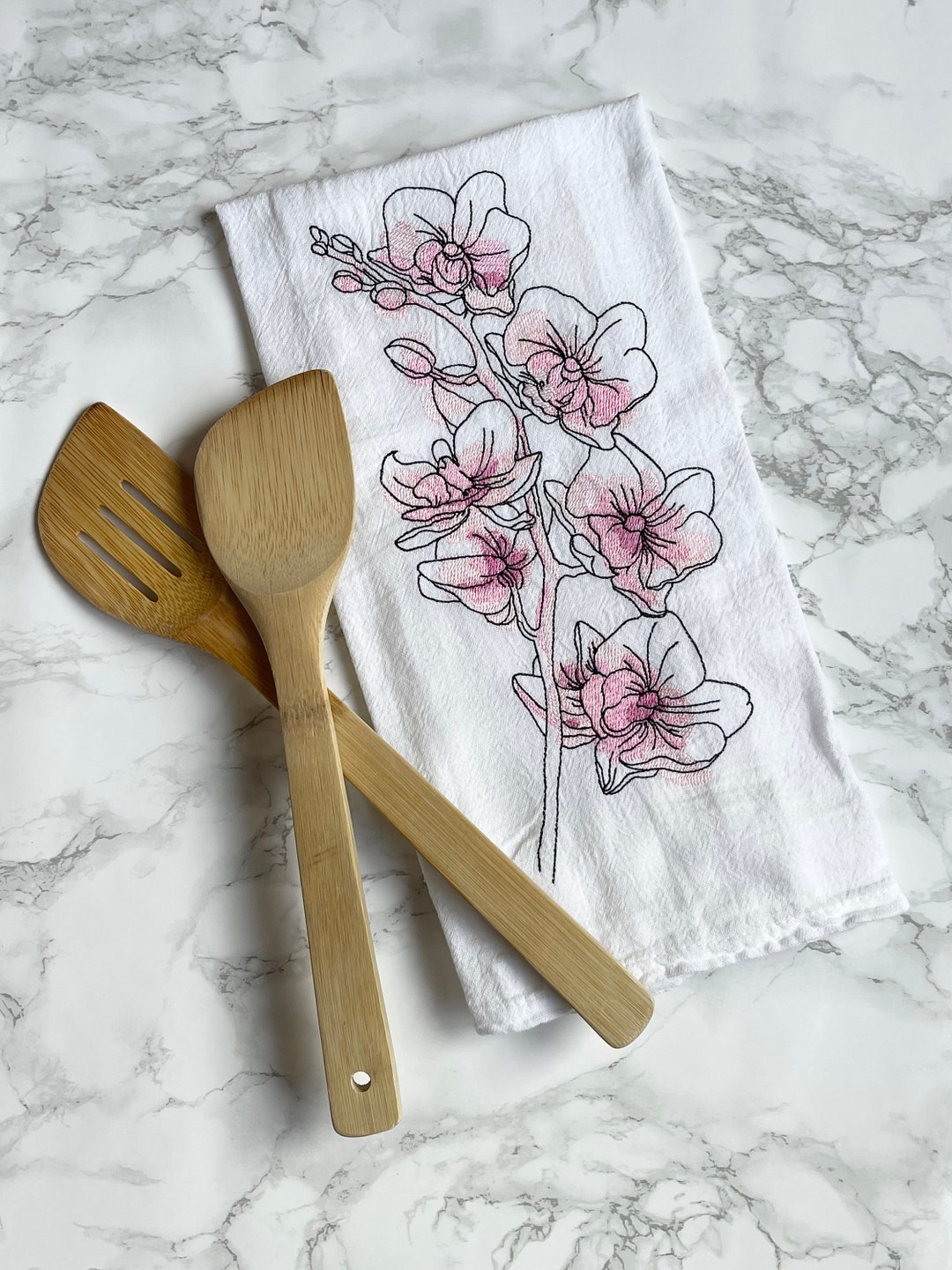 Orchid Flour Sack Towel - Watercolor Orchid Towel - Pink Orchid Flour ...