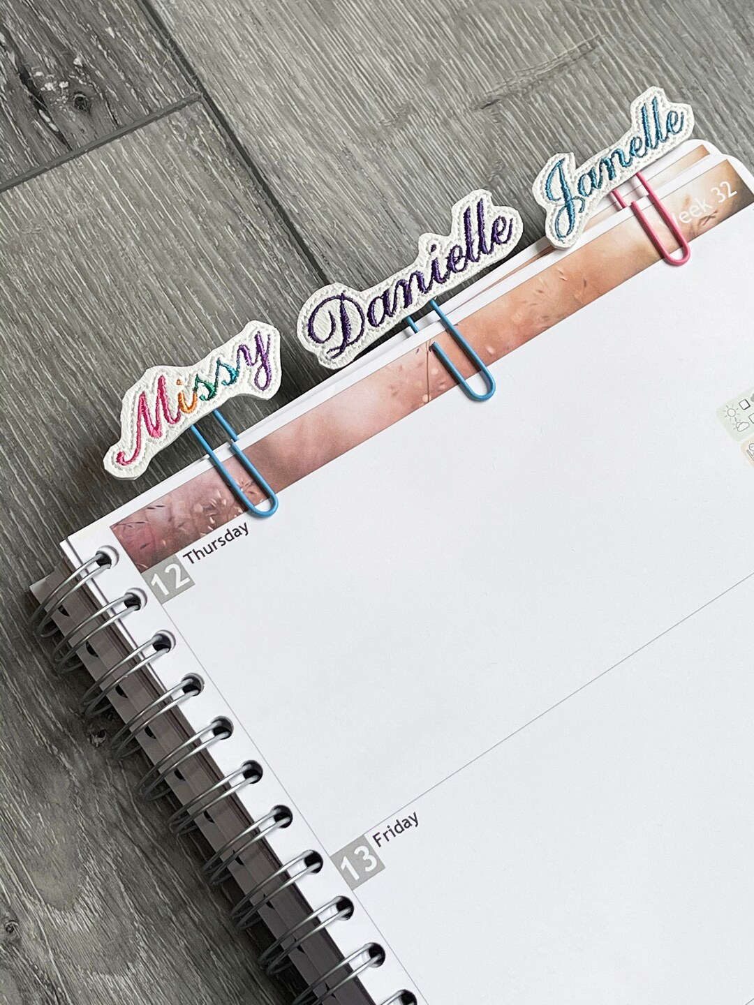 Personalized Name Paper Clip: Embroidered Planner Bookmark - Etsy