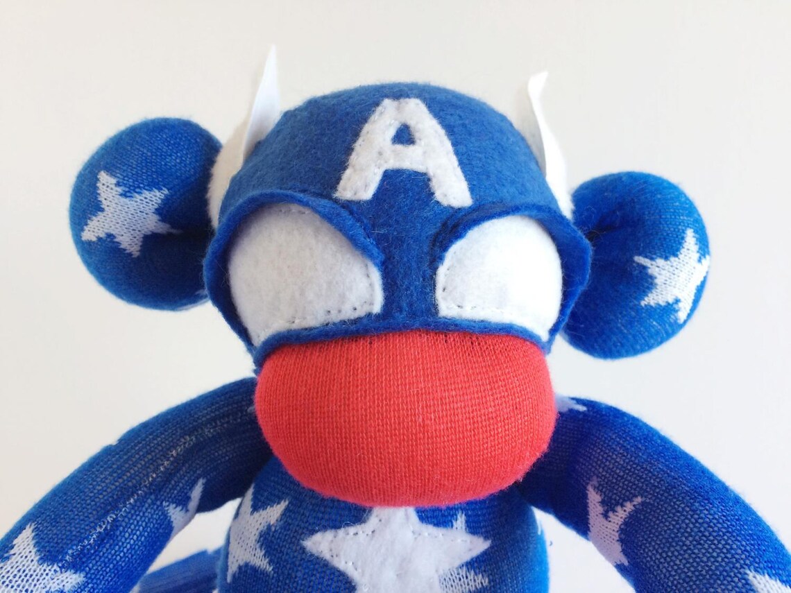 America Sock Monkey Sock Monkey Super Hero Sock Monkey - Etsy