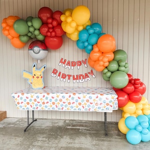 Rainbow Balloon Garland Arch Bright Primary Colors Kids Birthday Party Decor Pokémon Inspired ...