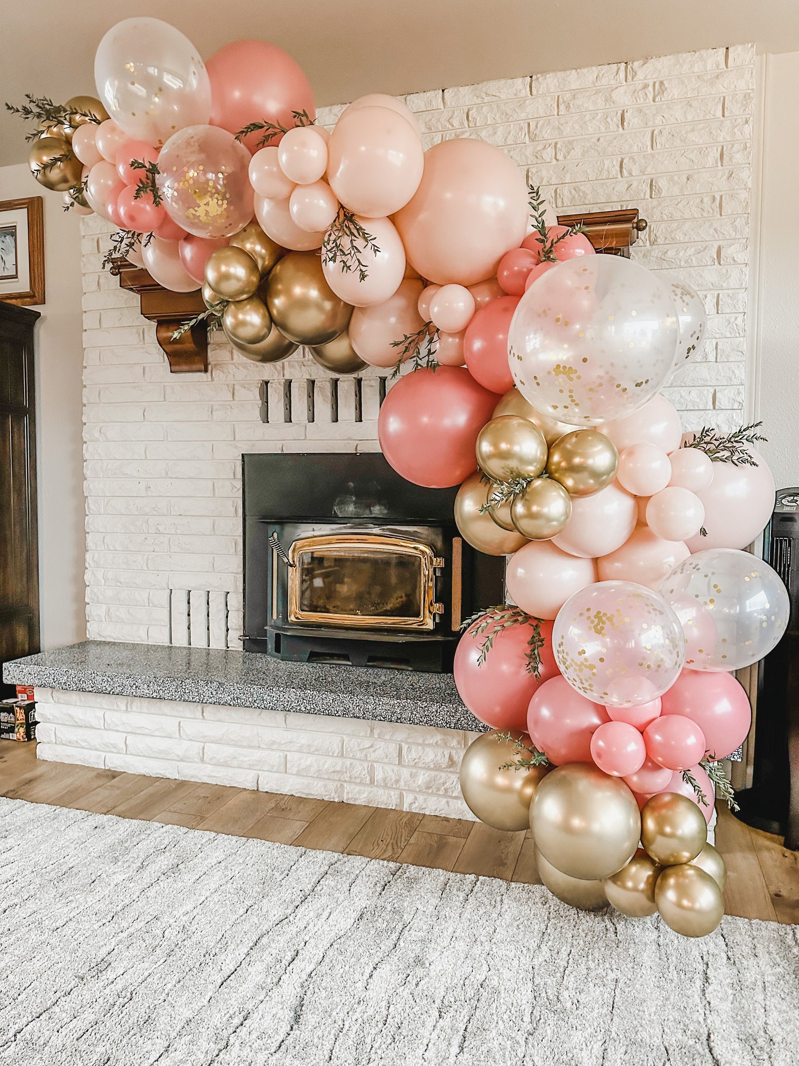Pink Gold Balloon Garland DIY Kit Confetti Gold Pink Baby - Etsy