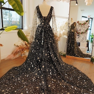 Stardust Black | Black Celestial Dress | Magical Star Wedding Dress ...