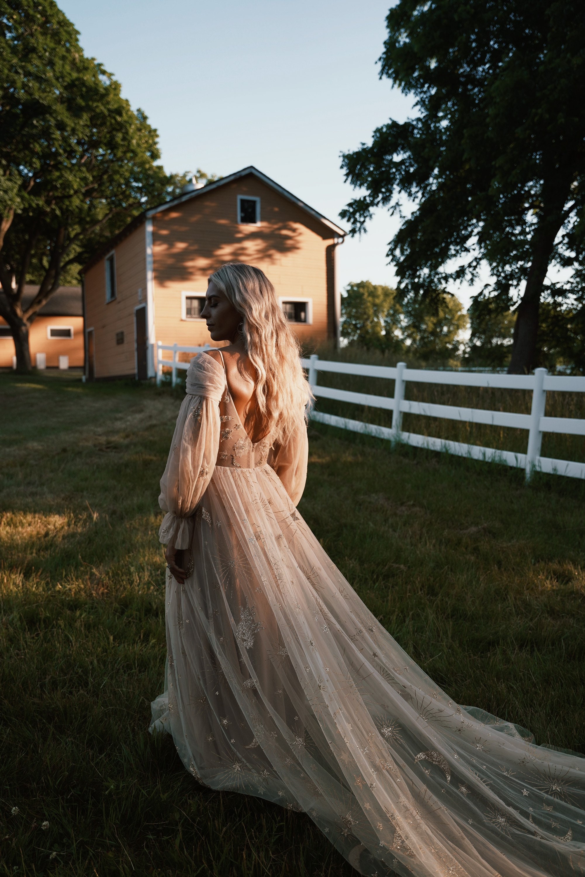 Starlight | Celestial Star Dress | Star Wedding Dress | Gold Tan Boho ...