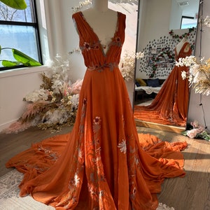 Autumn | Unique Fall Wedding Gown | Rust Brown Orange Wedding Dress ...