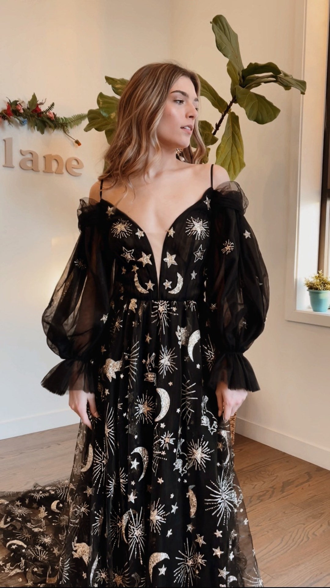 Starlight | Black Celestial Wedding Dress | Tulle Wedding Gown | Stars ...